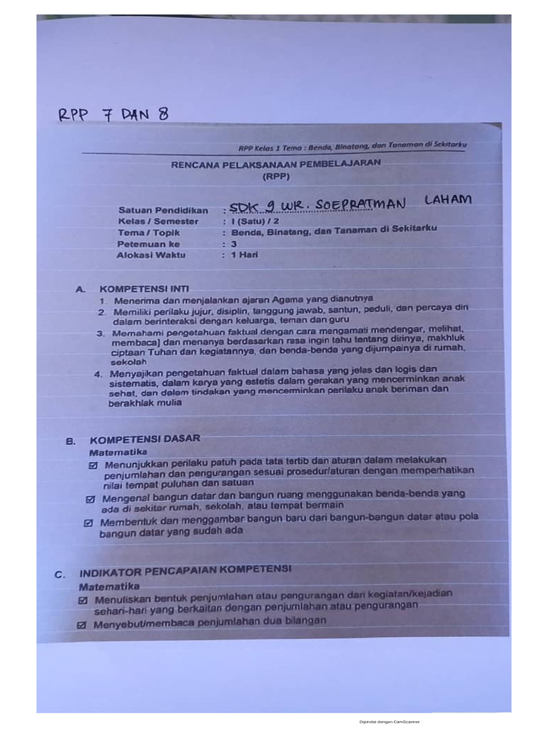 RPP 7 Dan 8 PKM 2025 | PDF