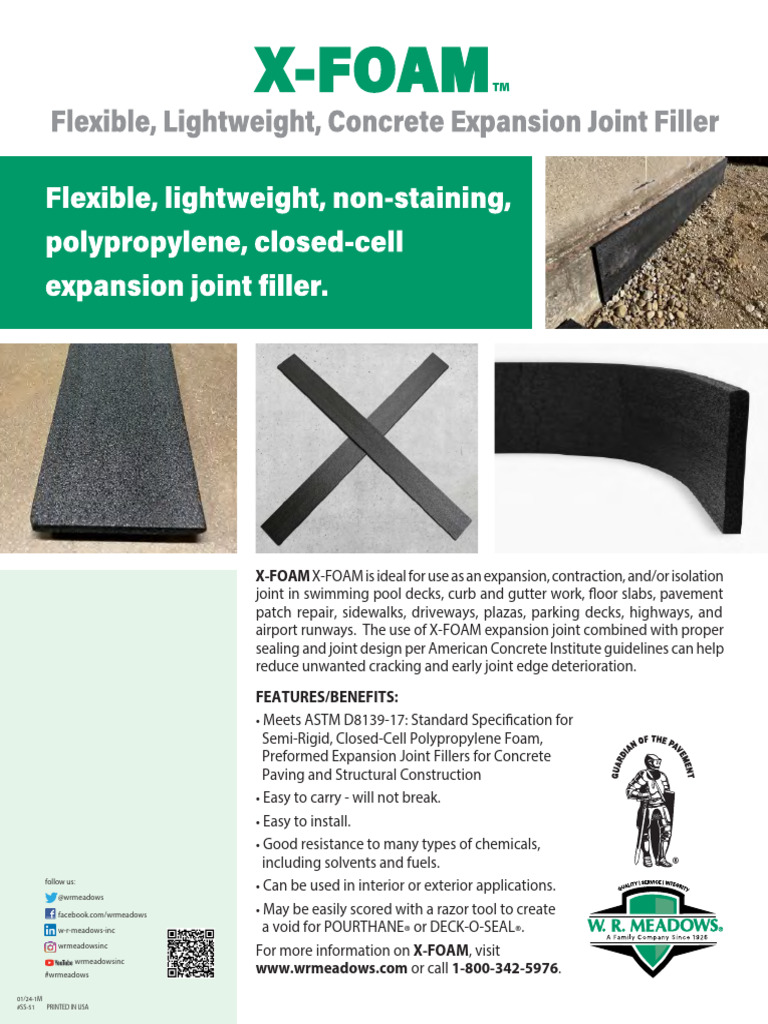 X-FOAM Expansion Joint Filler Overview | PDF