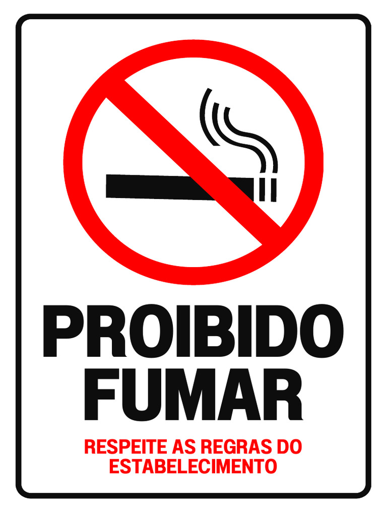Placa de Aviso Proibido Fumar Documento A4 Preto e Vermelho | PDF