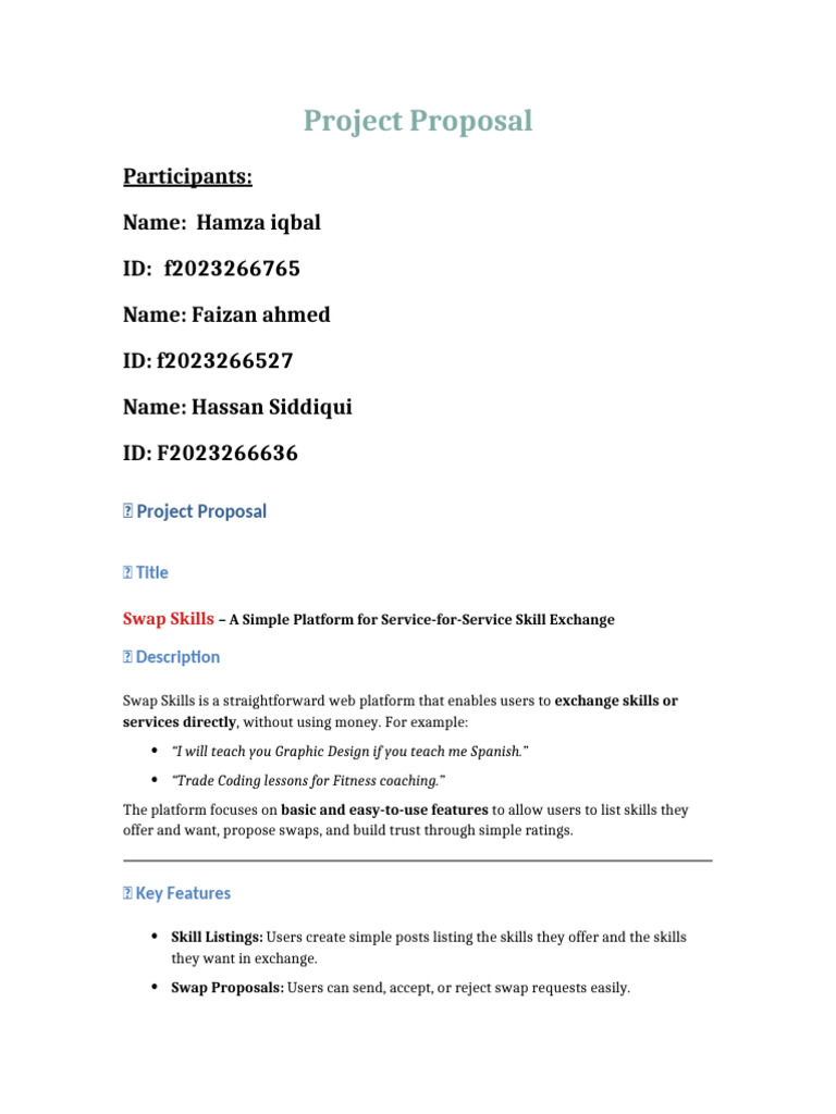 Swap - Skills - Proposal Final | PDF | Online Services | Websites