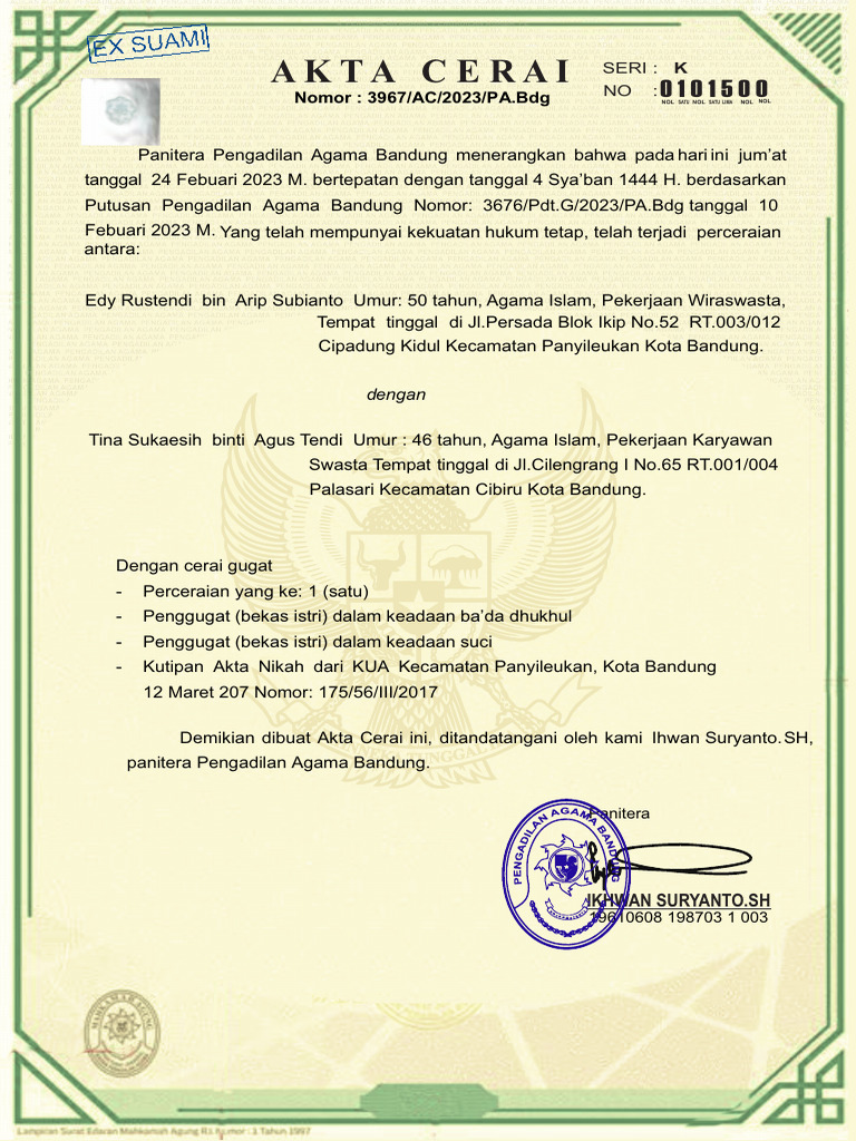 Akte Cerai Edi | PDF