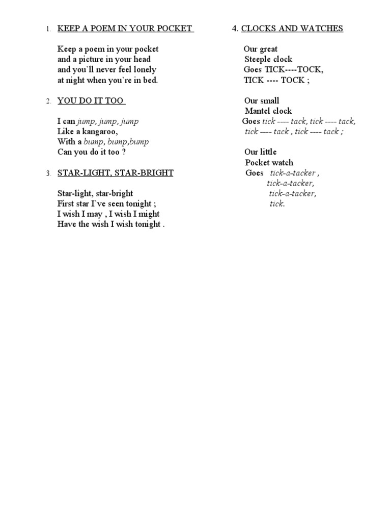 Keep A Poem in Your Pocket 4 | PDF