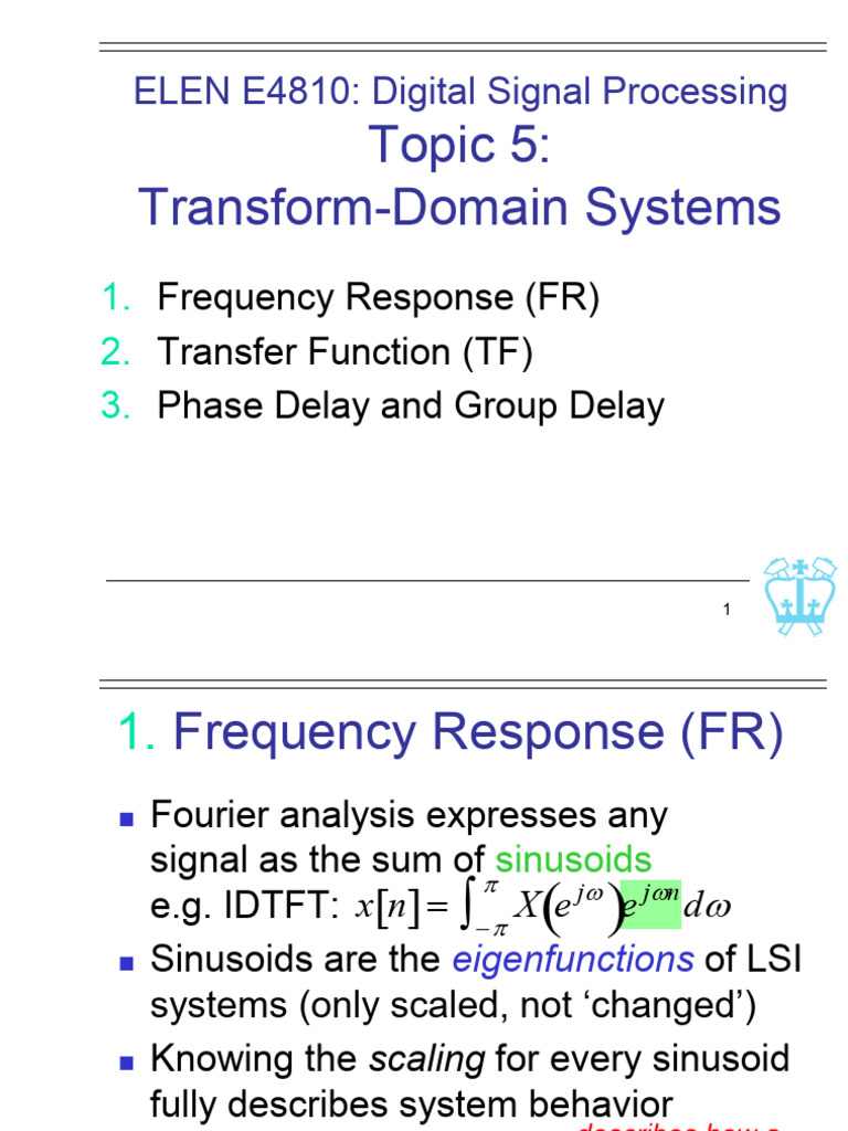 Chapter#5 Transform Domain System | PDF | Applied Mathematics | Computer Engineering