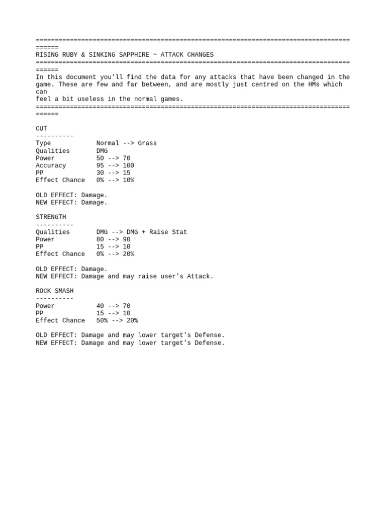 Attack Changes | PDF