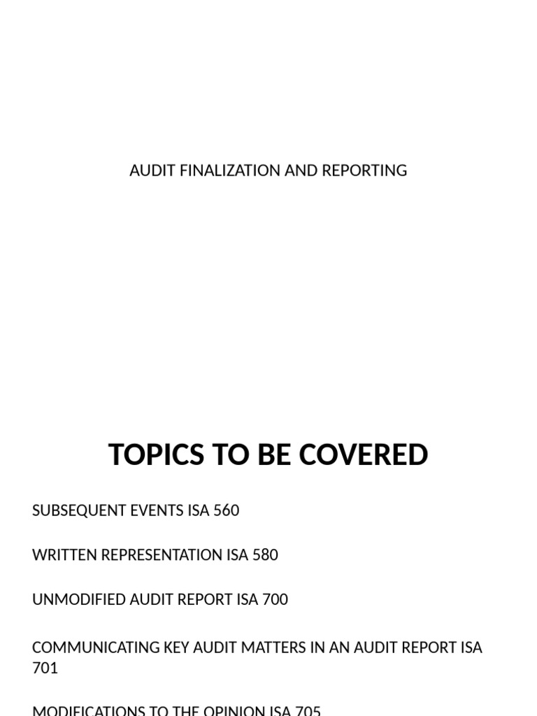 26-Audit Finalization and Reporting | PDF | Auditor's Report | Audit