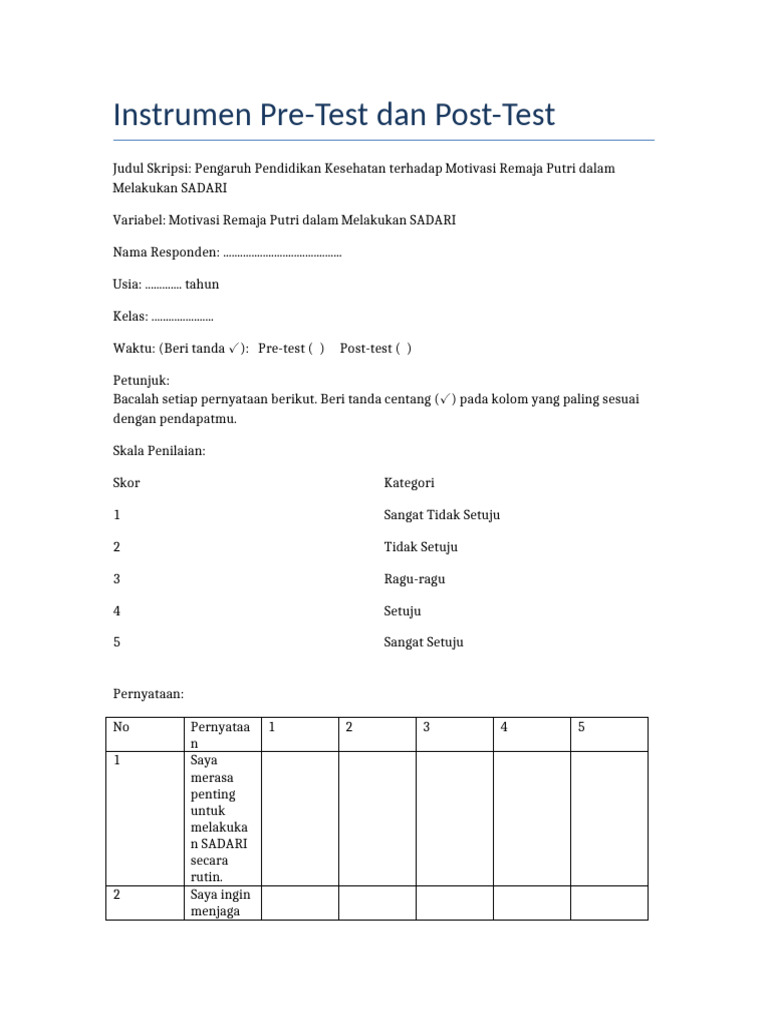 Instrumen Motivasi SADARI | PDF