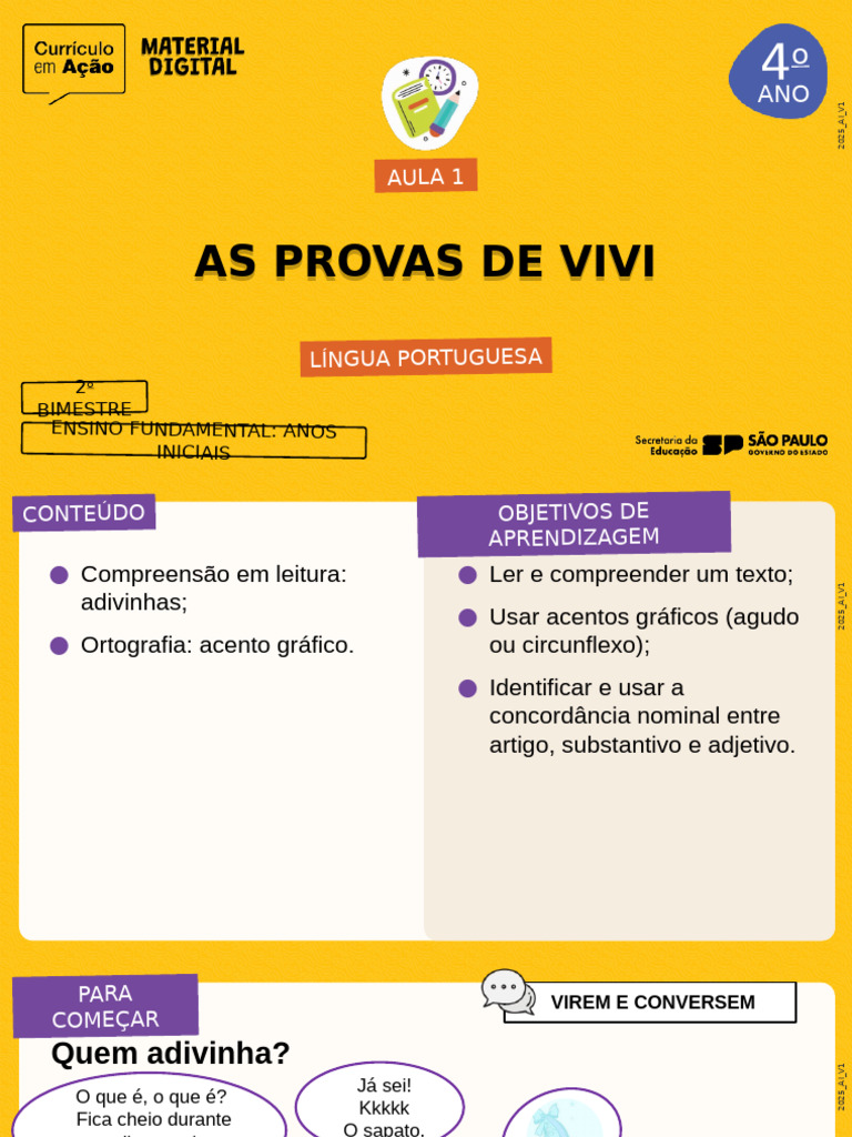 Provas de Vivi: Adivinhas e Ortografia | PDF | Estresse (Linguística ...