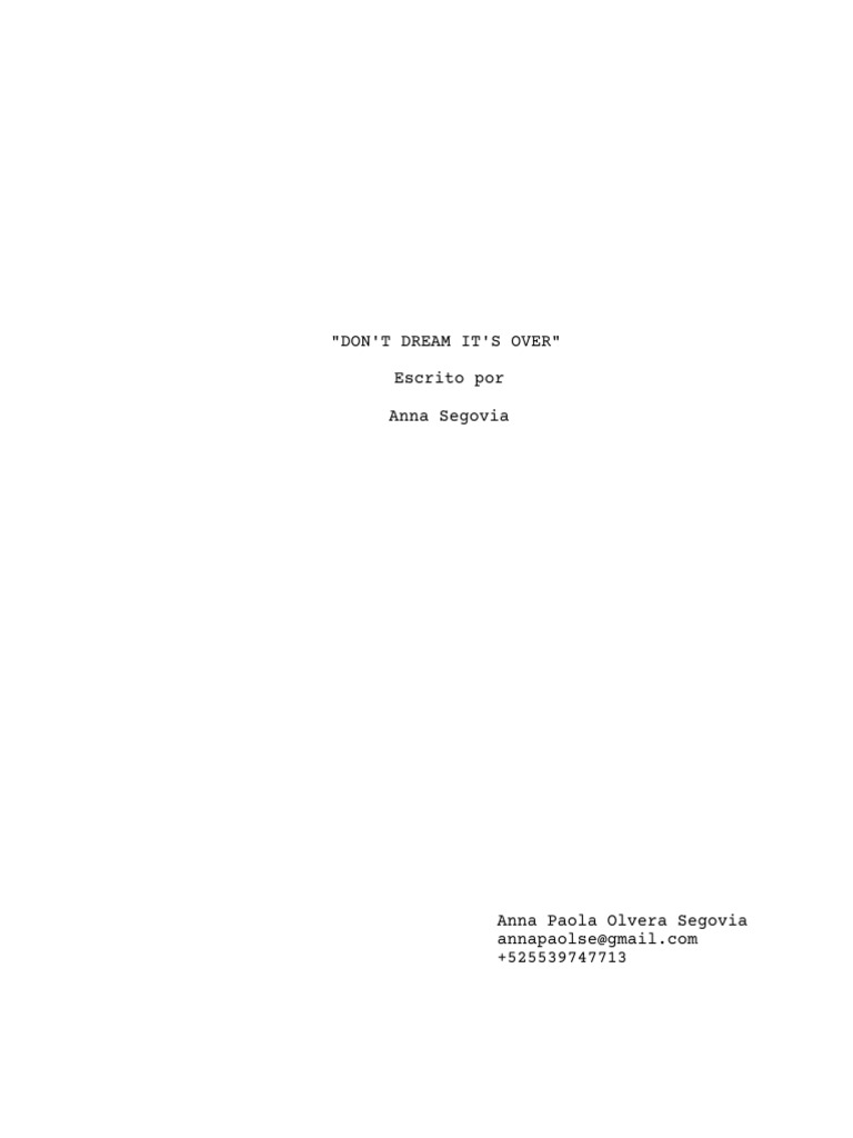 Dont Dream Its Over - VF - Anna Olvera | PDF