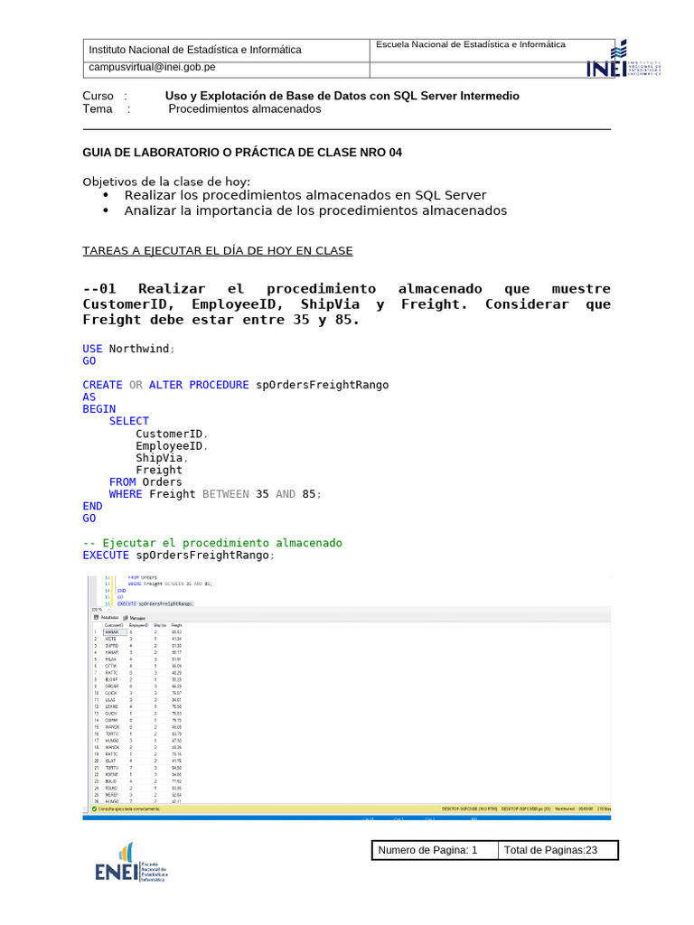 Laboratorio 04-05-06-07 | PDF | SQL | Software de gestión de datos