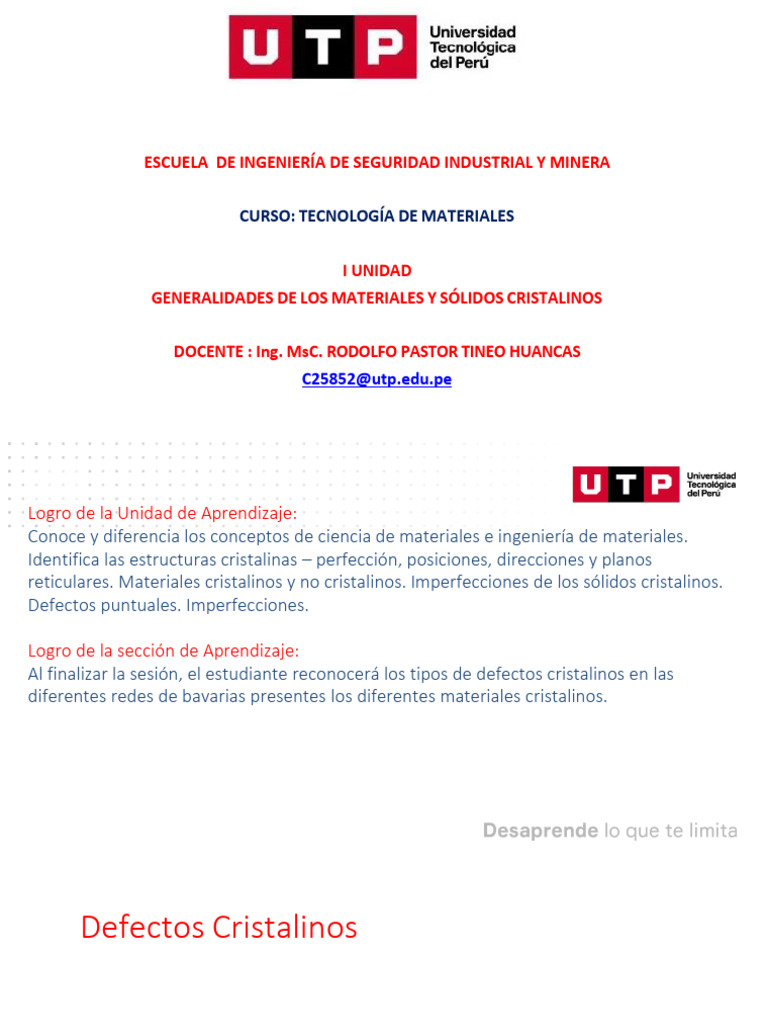 S05-Imperfecciones y Defectos Cristalinos | PDF