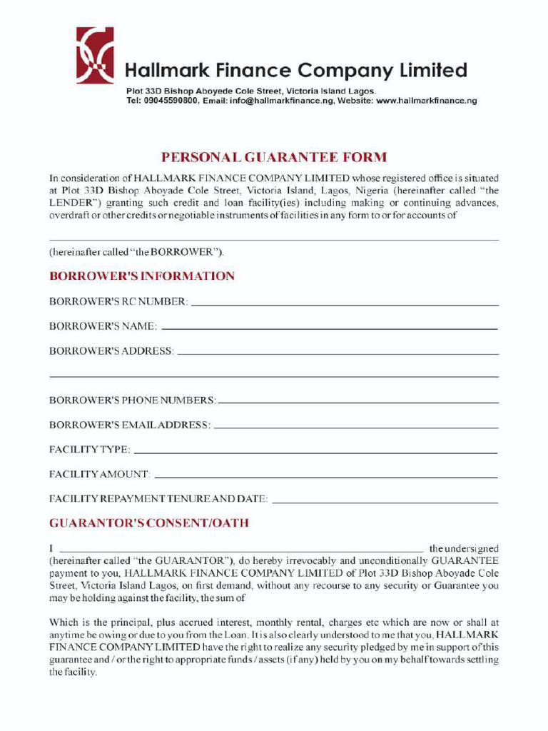 Personal & Guarantor Form | PDF