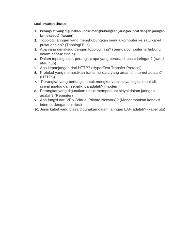 Soal Singkat DDK TKJ X | PDF