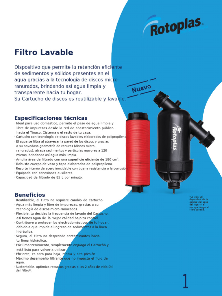 Filtro Lavable para Agua Limpia | PDF | Filtración | Agua
