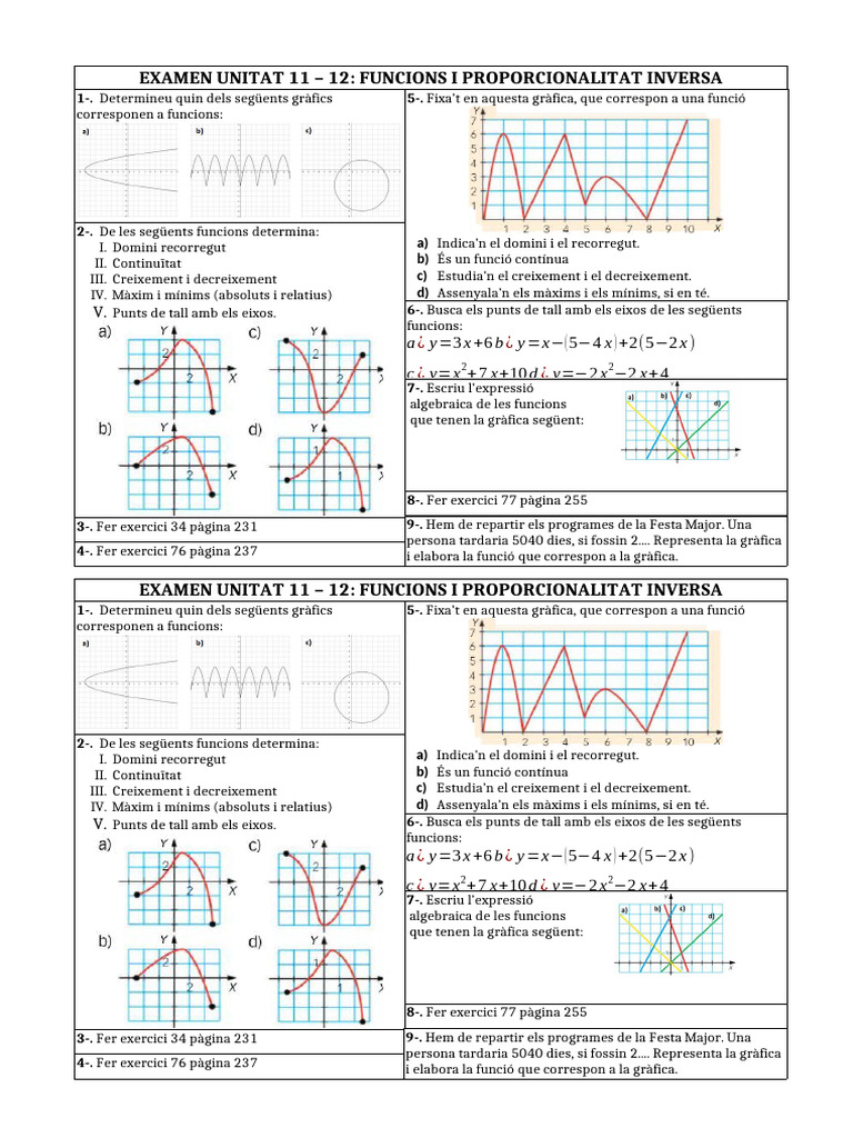 Exercicis de Repàs Unitat 11 I 12 - 3r ESO | PDF