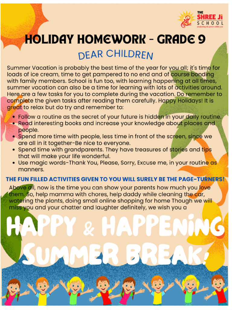 Class Ix Holiday Homework | PDF