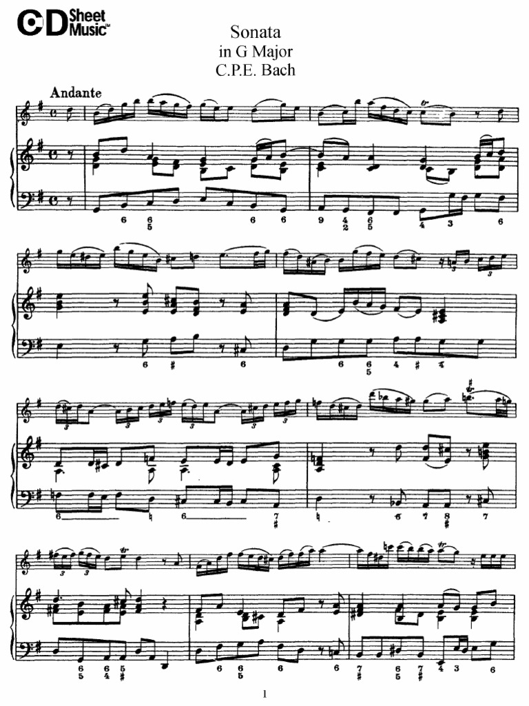 C.P.E. Bach - Sonata in G Major (Score) | PDF