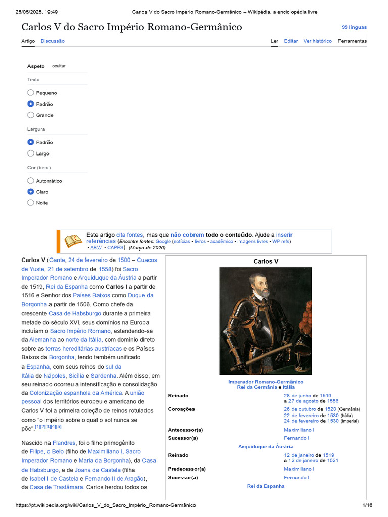 Carlos V Do Sacro Império Romano-Germânico - Wikipédia, A Enciclopédia ...