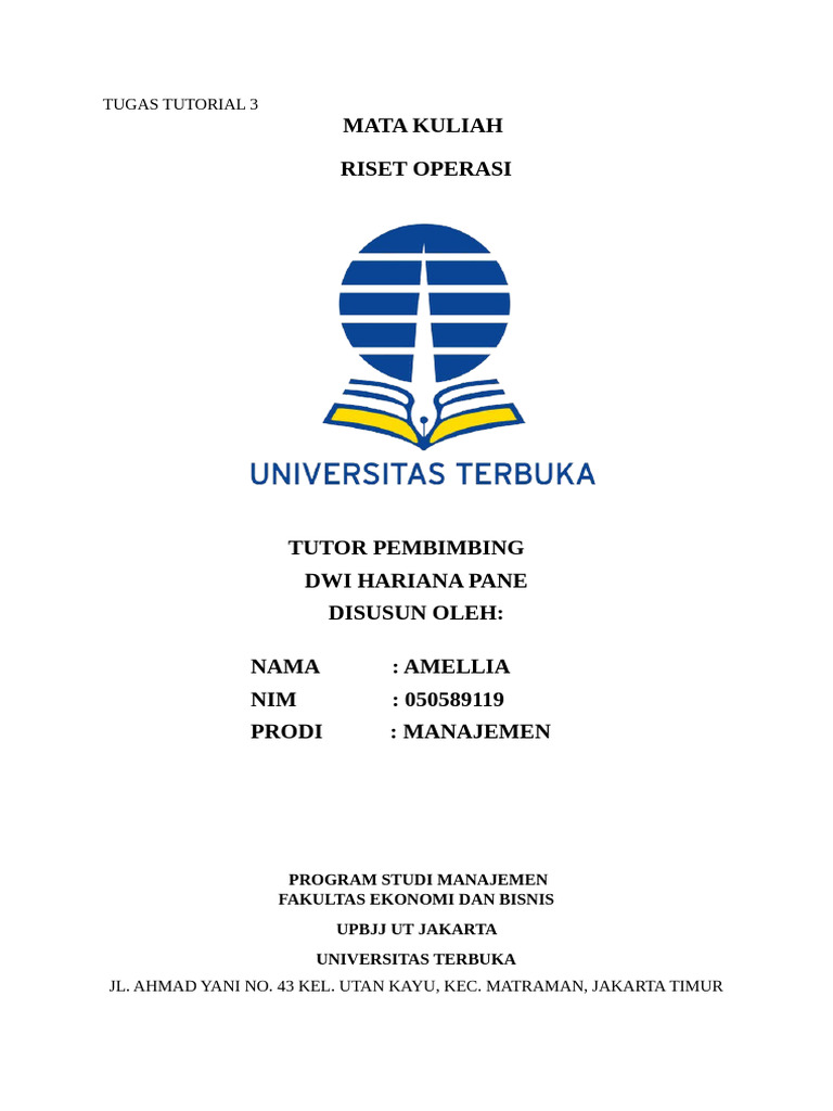 TUGAS 1 Riset Operasi 1 | PDF