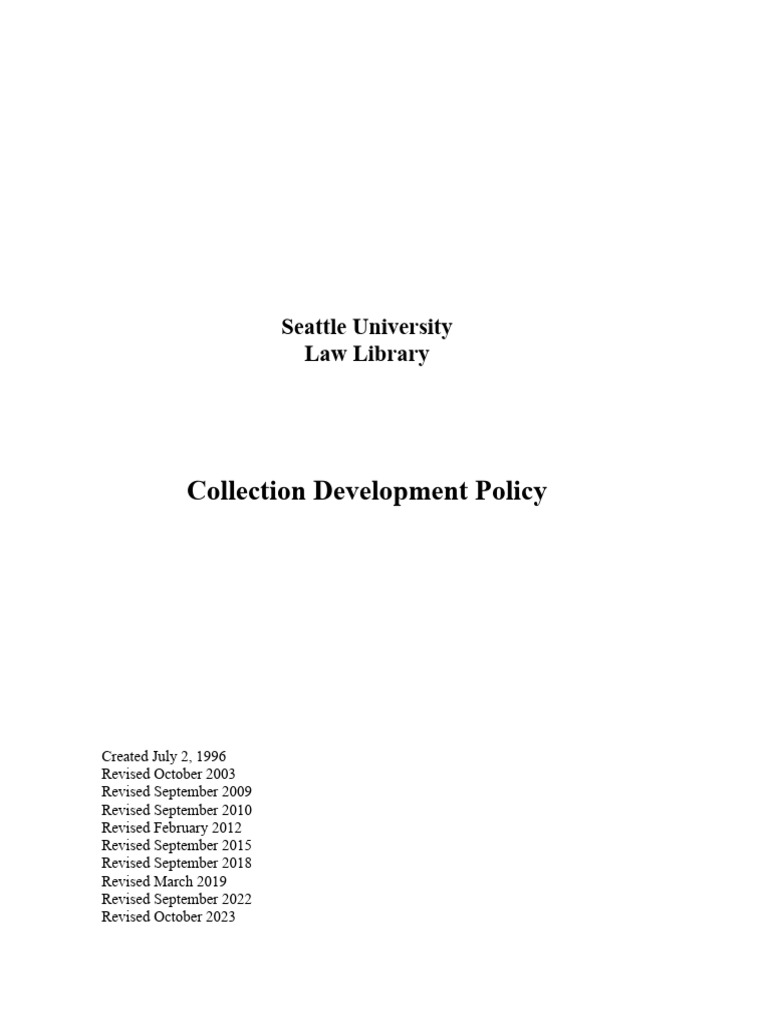 Su Law Library Collection Development Policy | PDF | Libraries