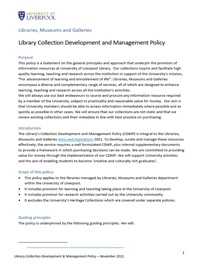 University, Of, Liverpool, Library, CDMP | PDF | Open Access | Libraries