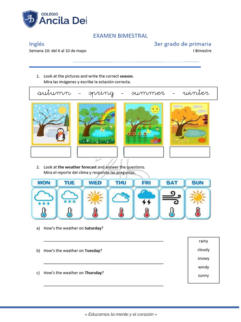 3er Grado Examen Bimestral - I Bimestre | PDF