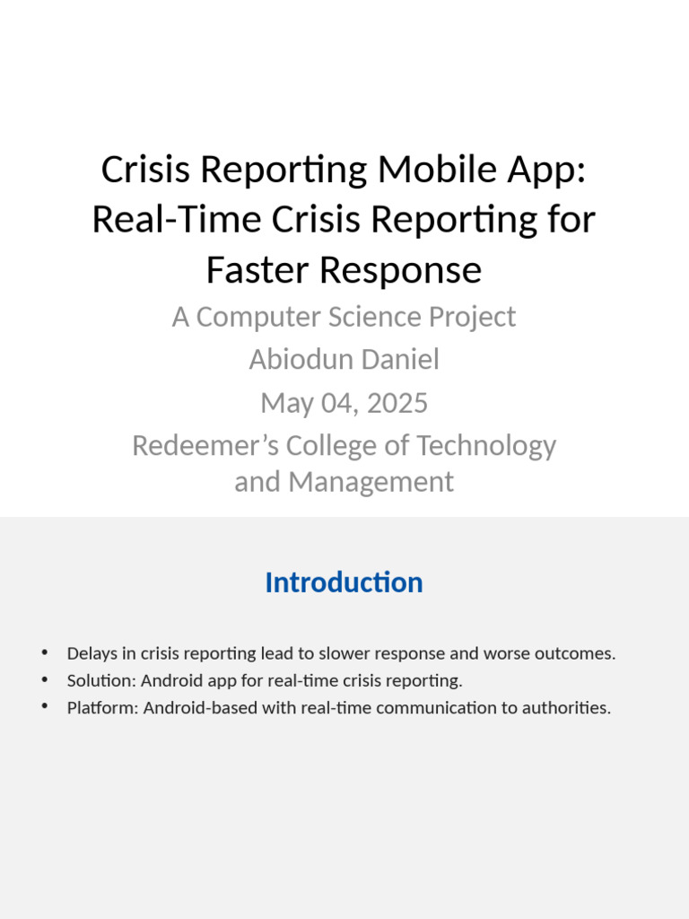 Crisis Reporting App Presentation. | PDF | Mobile App | Android ...