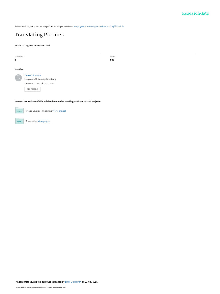Translating Pictures RG 1999 | PDF