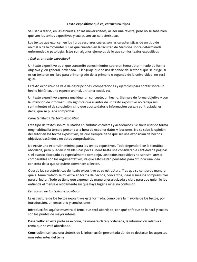 Texto Expositivo | PDF | Información | Conocimiento