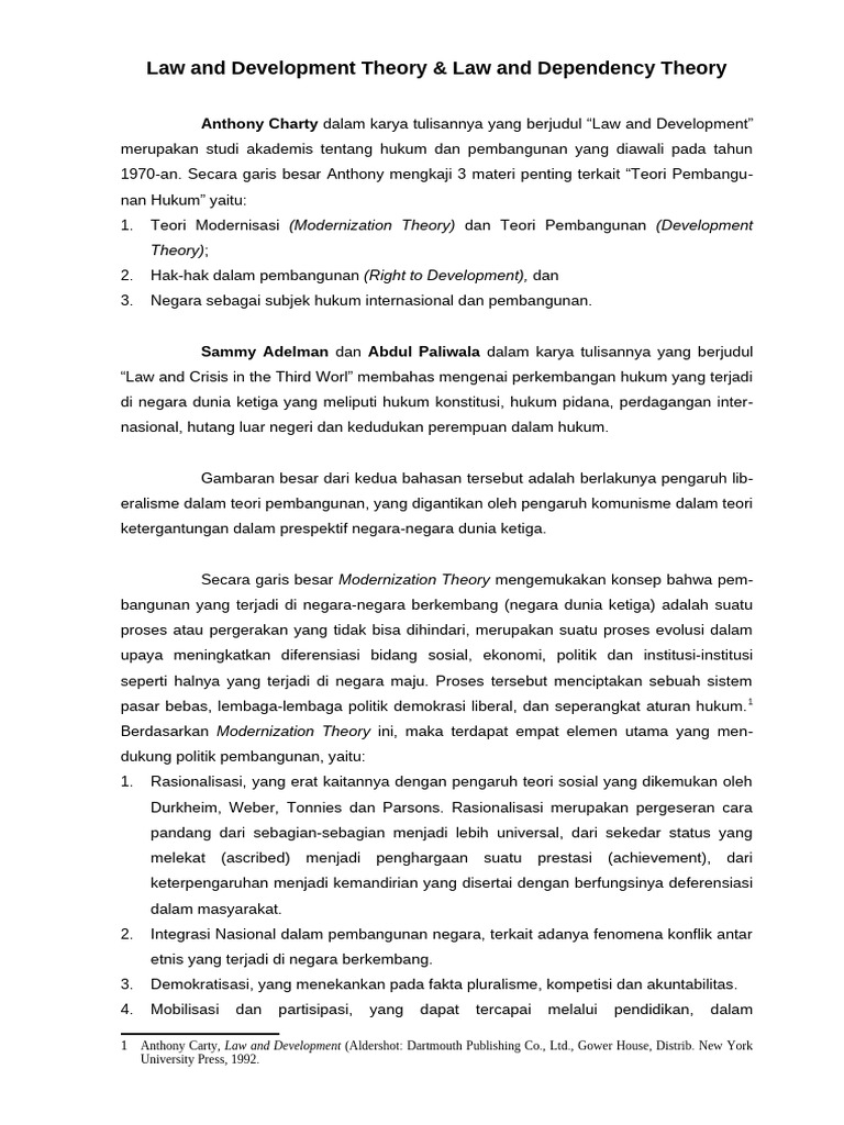 Filkum - Resensi Aliran Law & Development Theory - Law & Dependency Theory | PDF