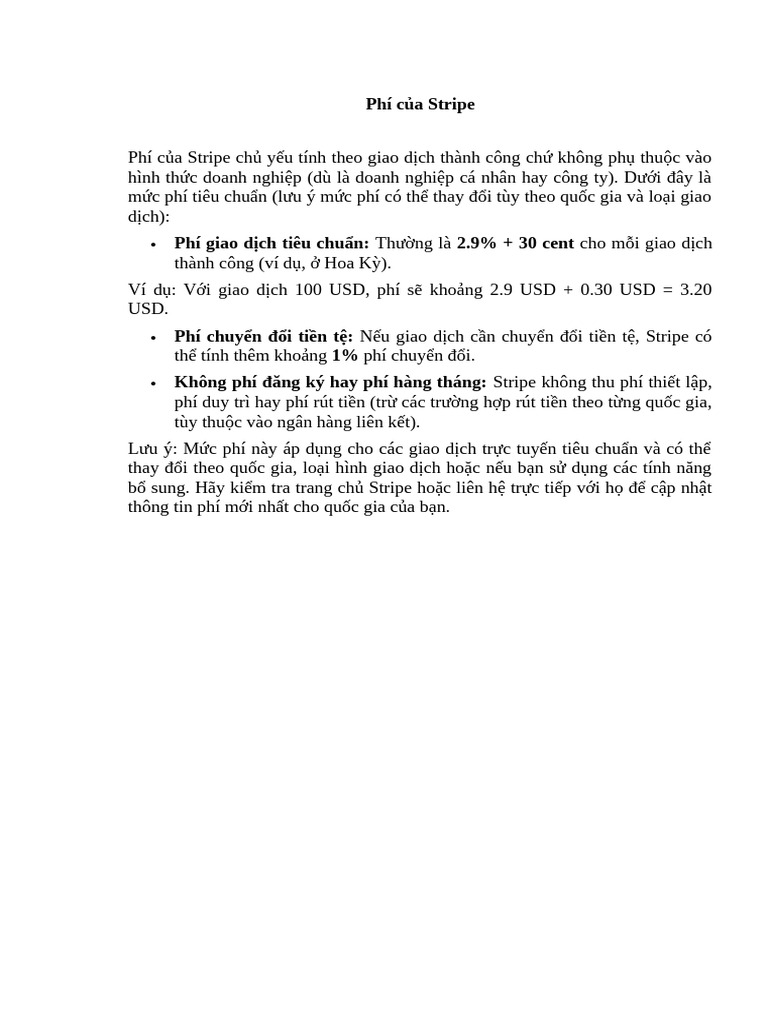 Phí C A Stripe | PDF