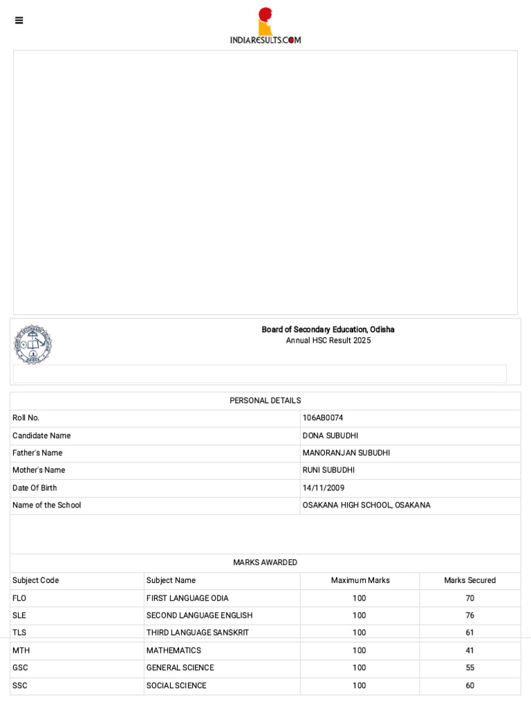 BSE-ODISHA Result of Annual HSC Result 2025 - Board of Secondary Education, Odisha | PDF