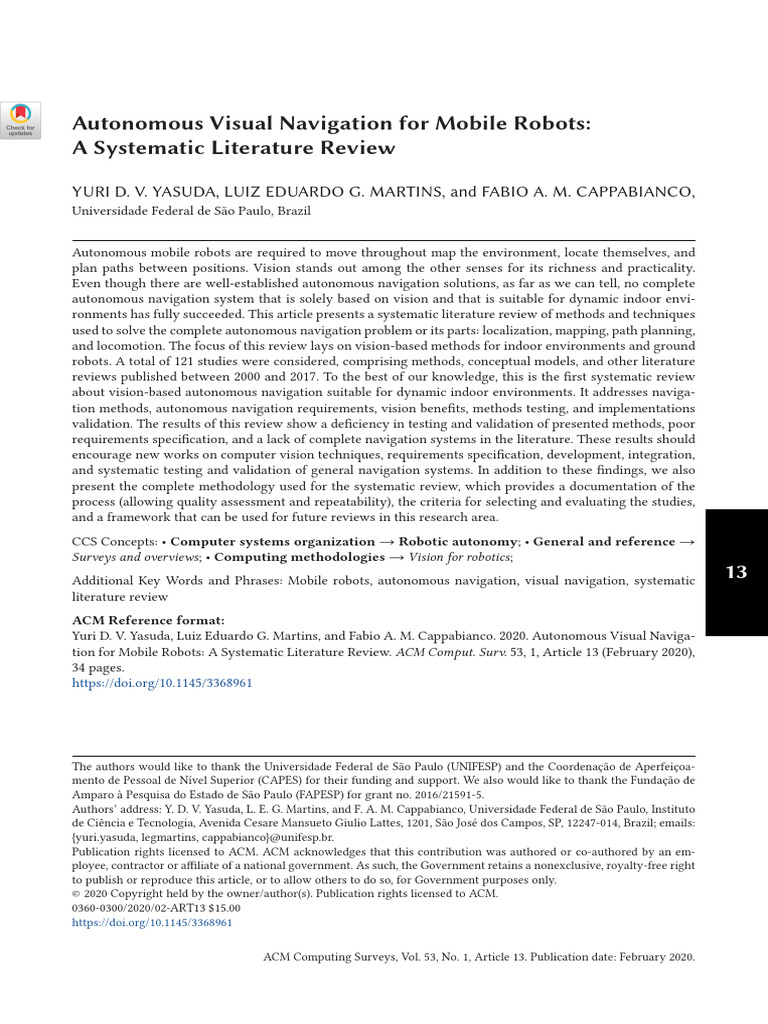 Systematic Literature Review Visual Navigation Indoor | PDF | Robot | Robotics