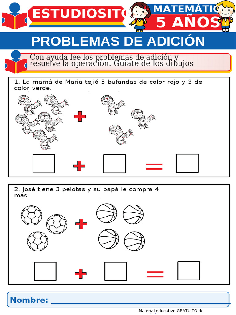 Problemas de Adicion para Ninos de Cinco Anos | PDF