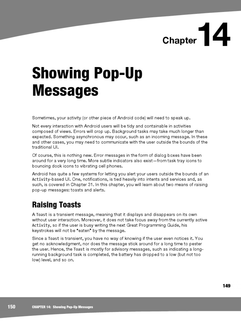 Pop-Up Messages in Android Apps | PDF | Dialog Box | Android (Operating ...