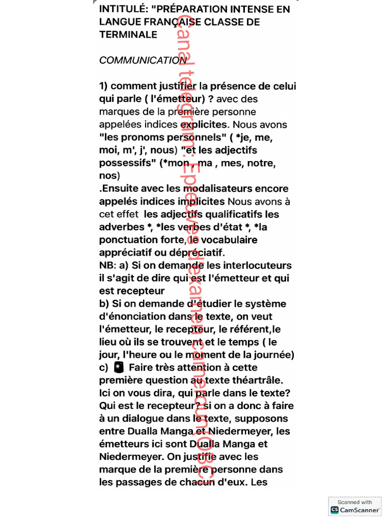 Préparation Intense en Langue Française Bac Dti | PDF