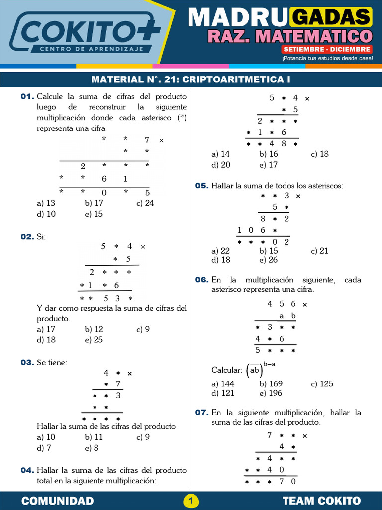 MADRU-RM - 21 - Criptoaritmetica I | PDF | Aritmética
