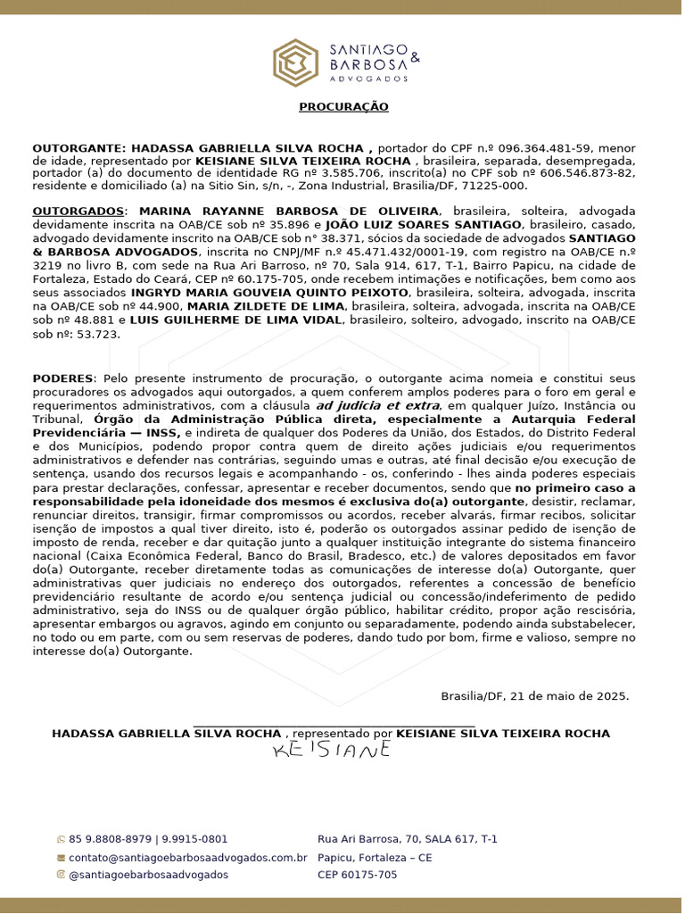 Procuração para Menor de Idade | PDF | Advogado | Impostos