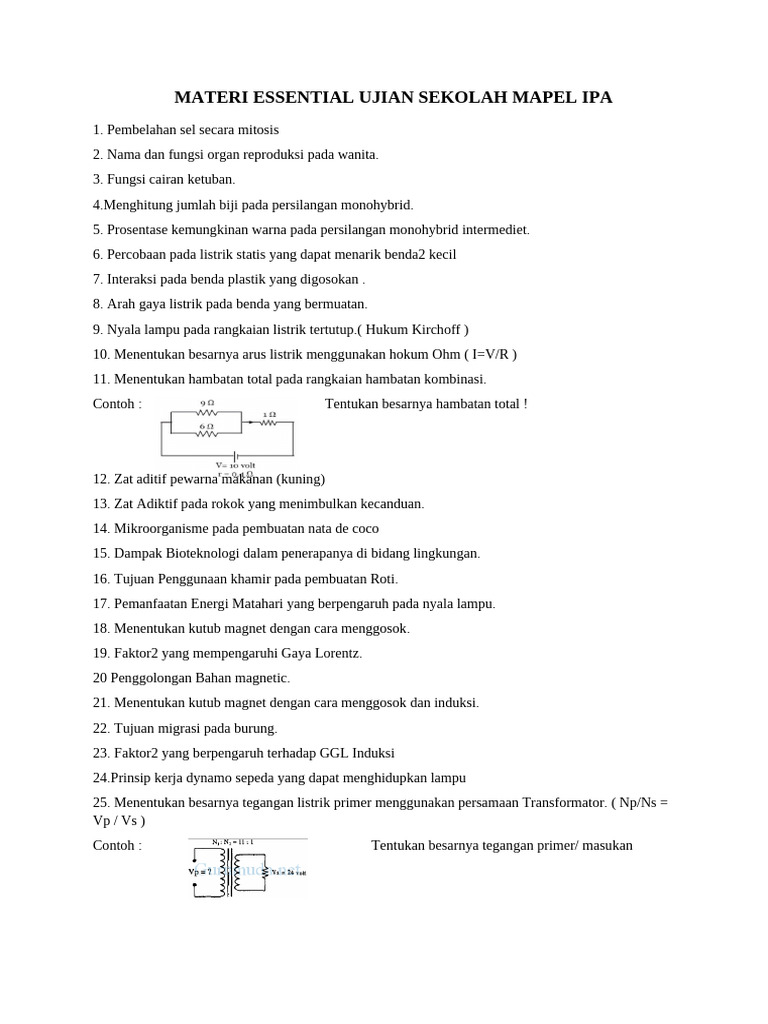 Materi Ujian Sekolah Mapel Ipa | PDF