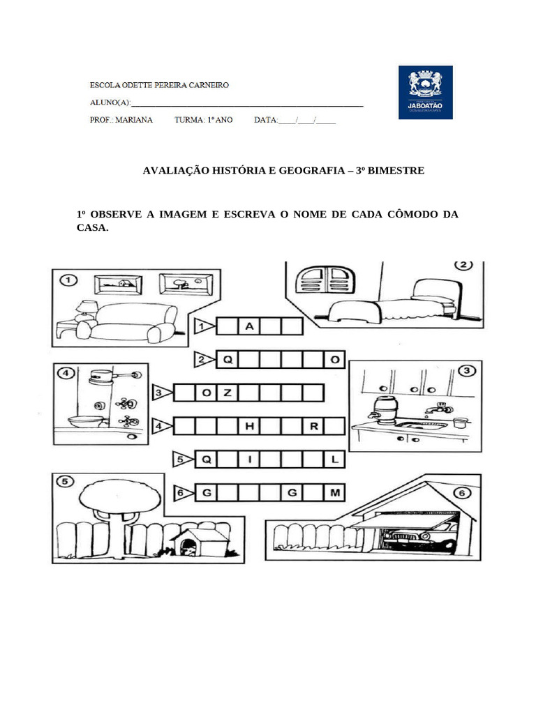 1º ANO (HIST E GEO - Modelo de Prova) | PDF