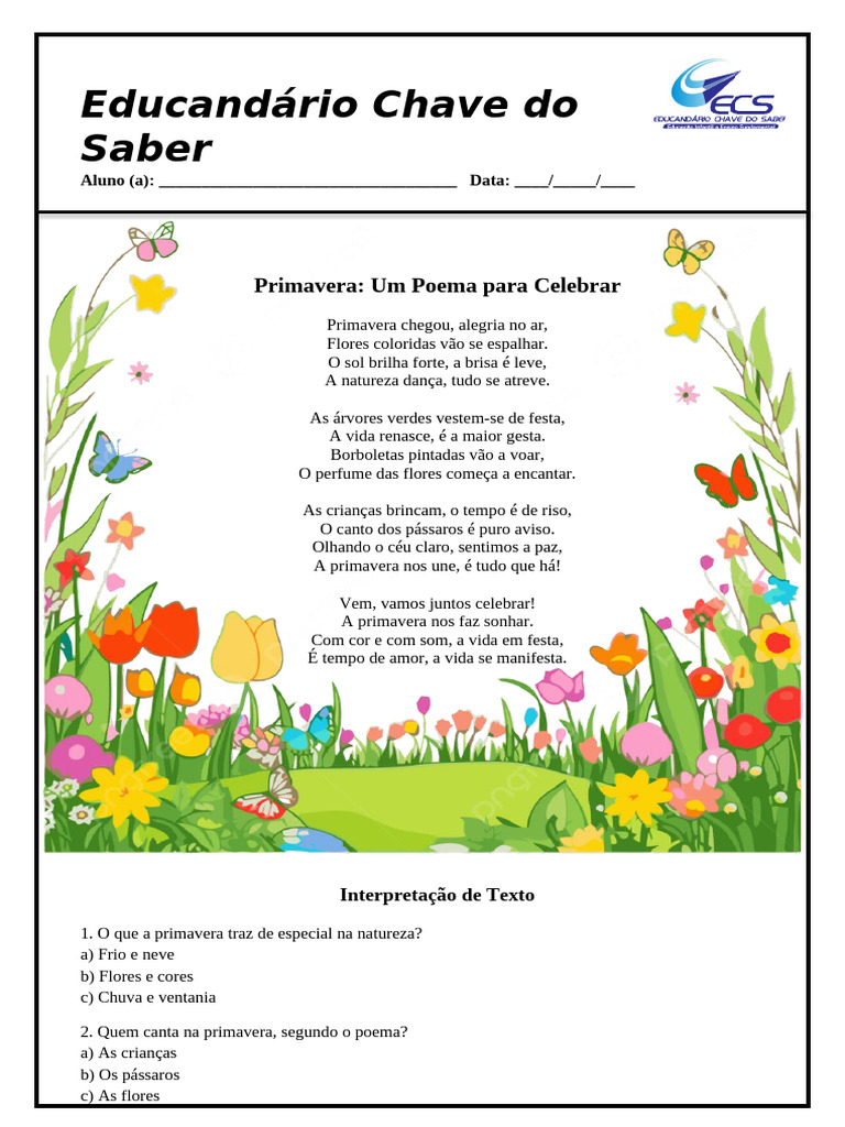 Texto - Poema Da Primavera | PDF | Primavera