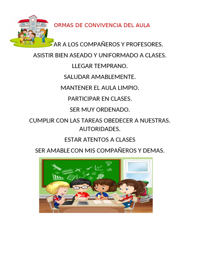 Normas de Convivencia Del Aula | PDF