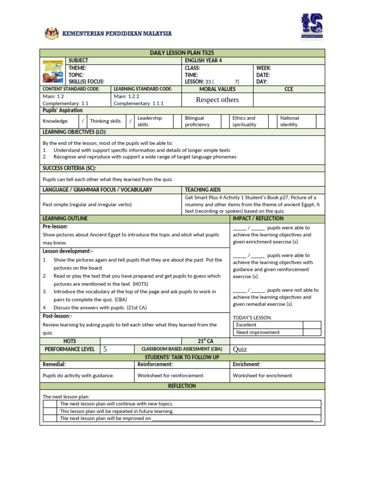 9.3 Bi Y4 TS25 Module 3 (LP33-48) | PDF | Lesson Plan | Learning