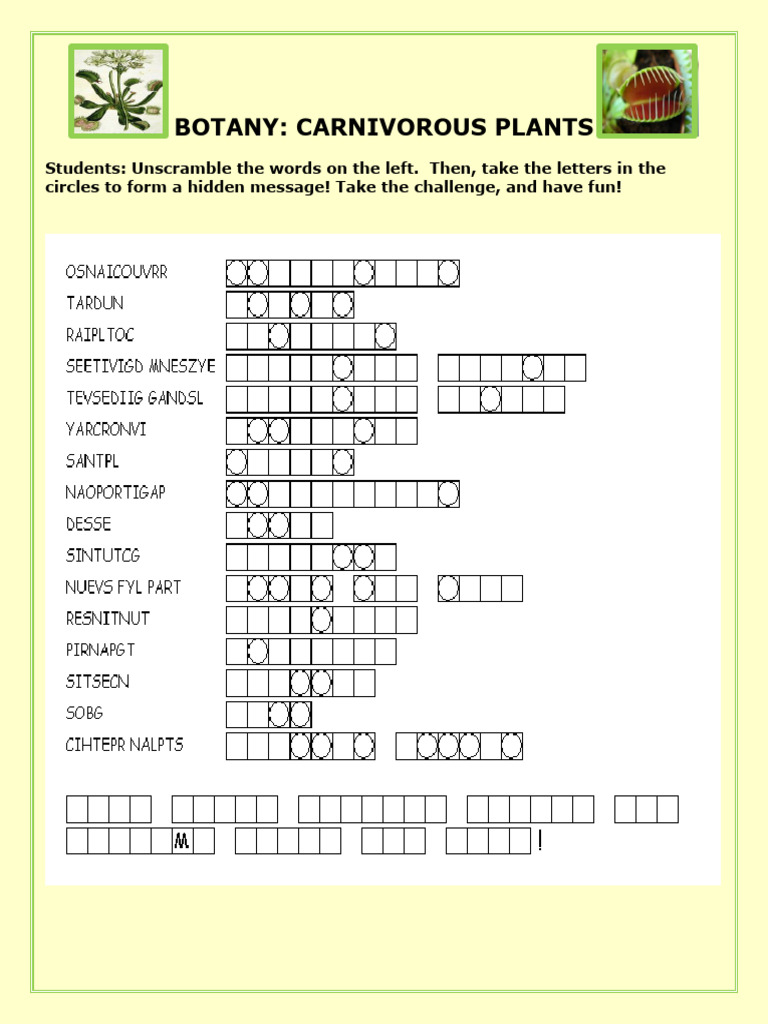Carnivorous Plants Worksheet | PDF