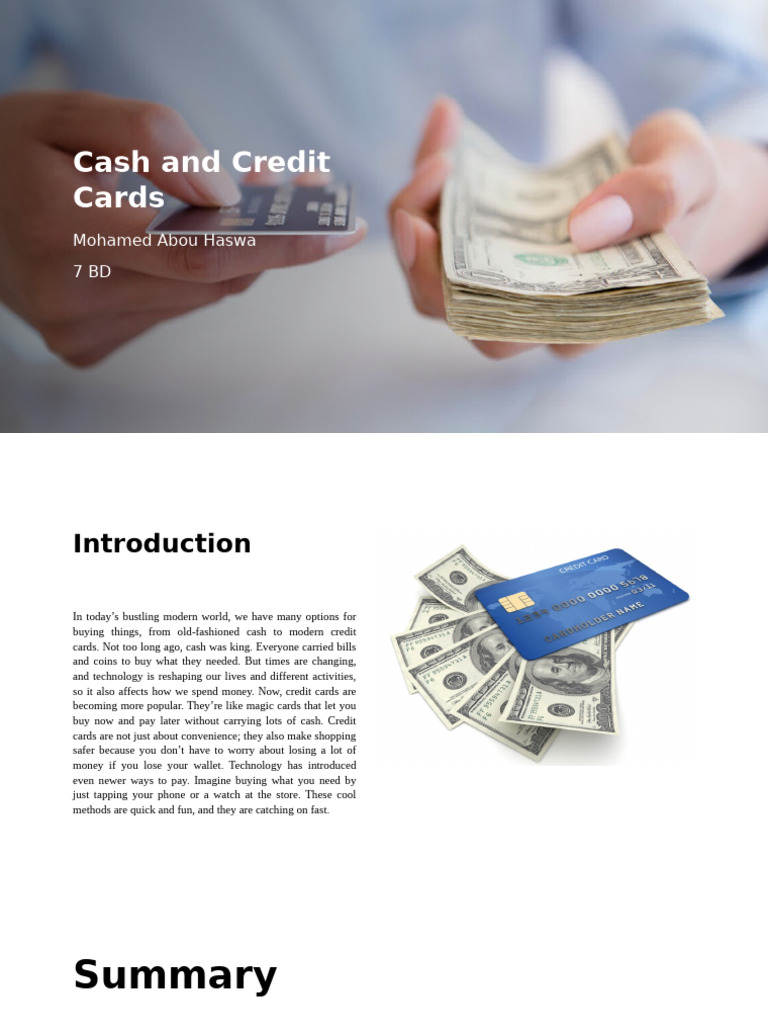 Cash vs. Credit Cards: Pros and Cons | PDF | Credit Card | Cash