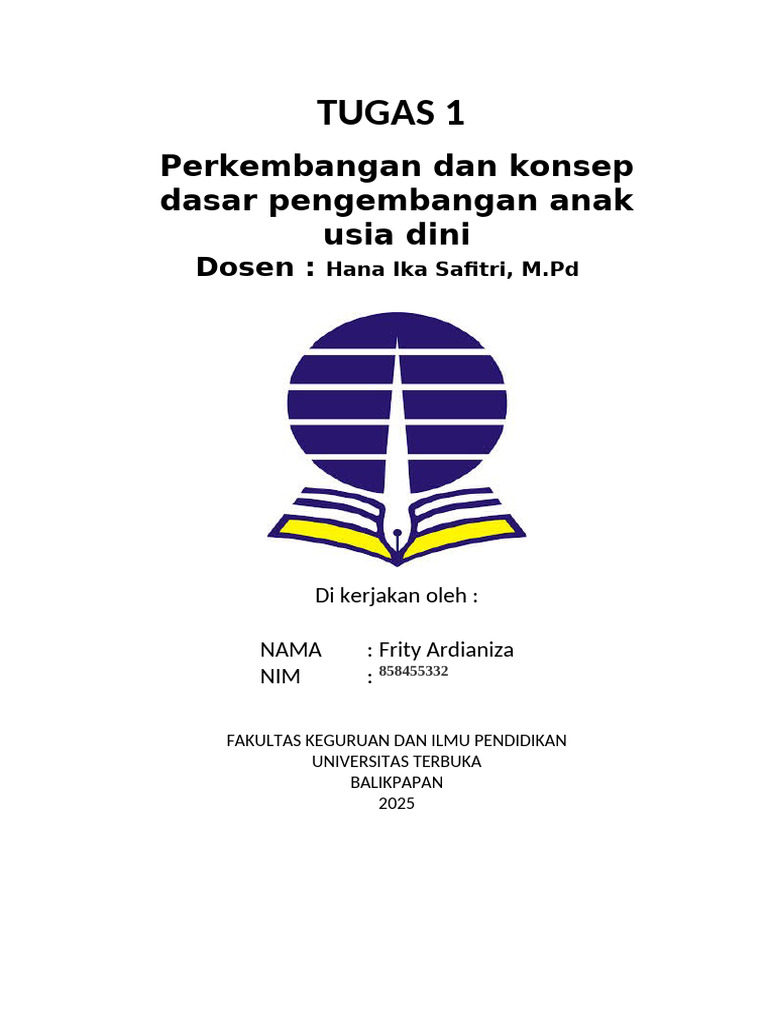 TUGAS 1 PERKEMB. Dan Knsp Dsr Perkembangn Anak Usia Dini | PDF