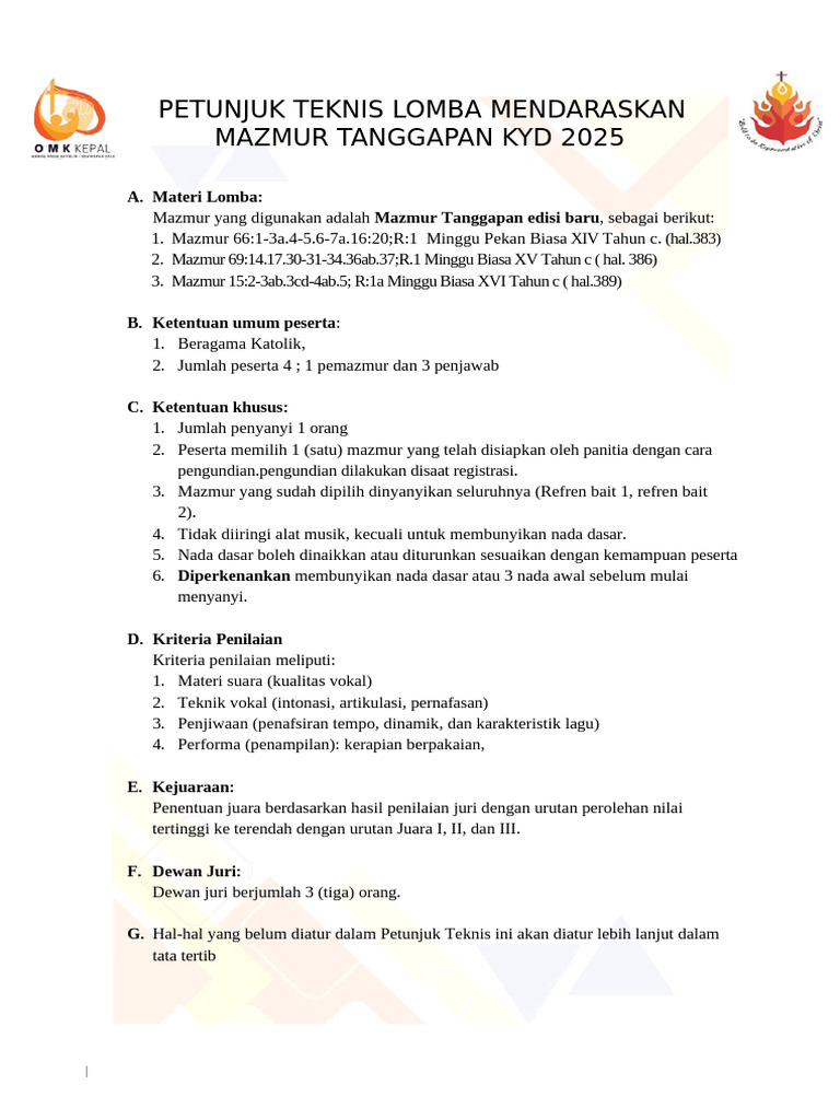 Petunjuk Teknis Lomba Mazmur | PDF