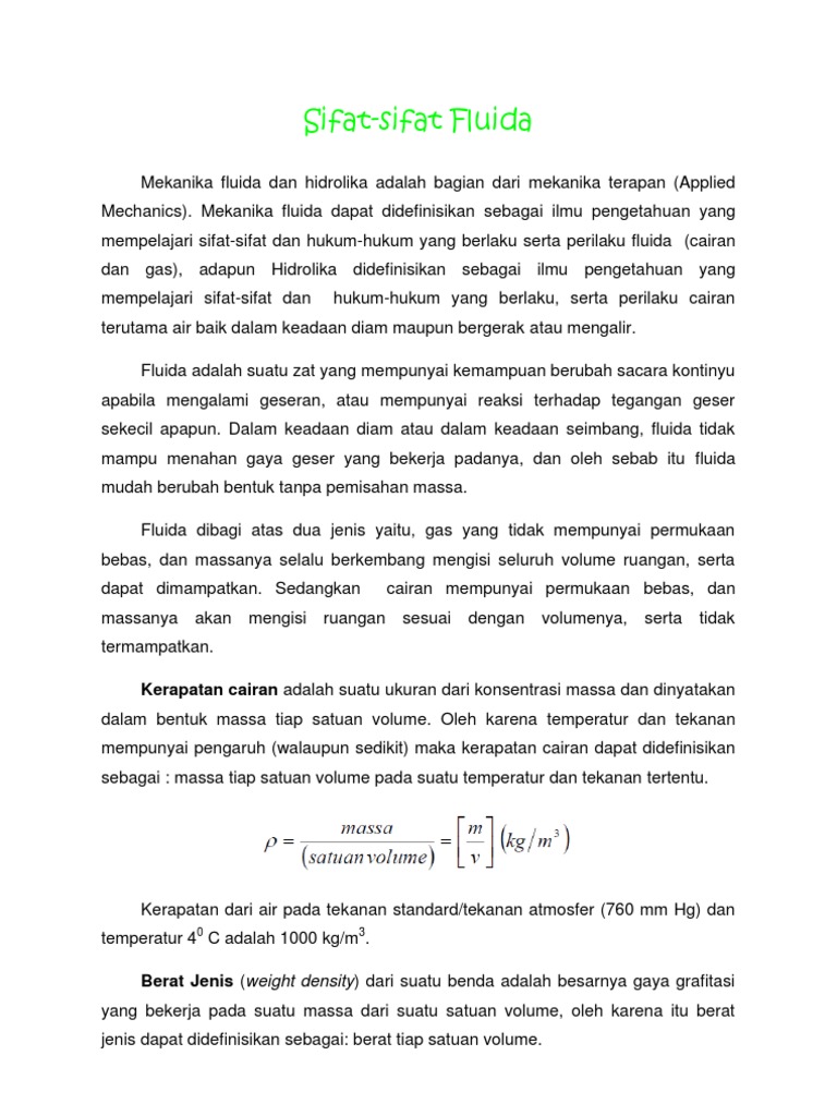 Sifat-Sifat Fluida | PDF