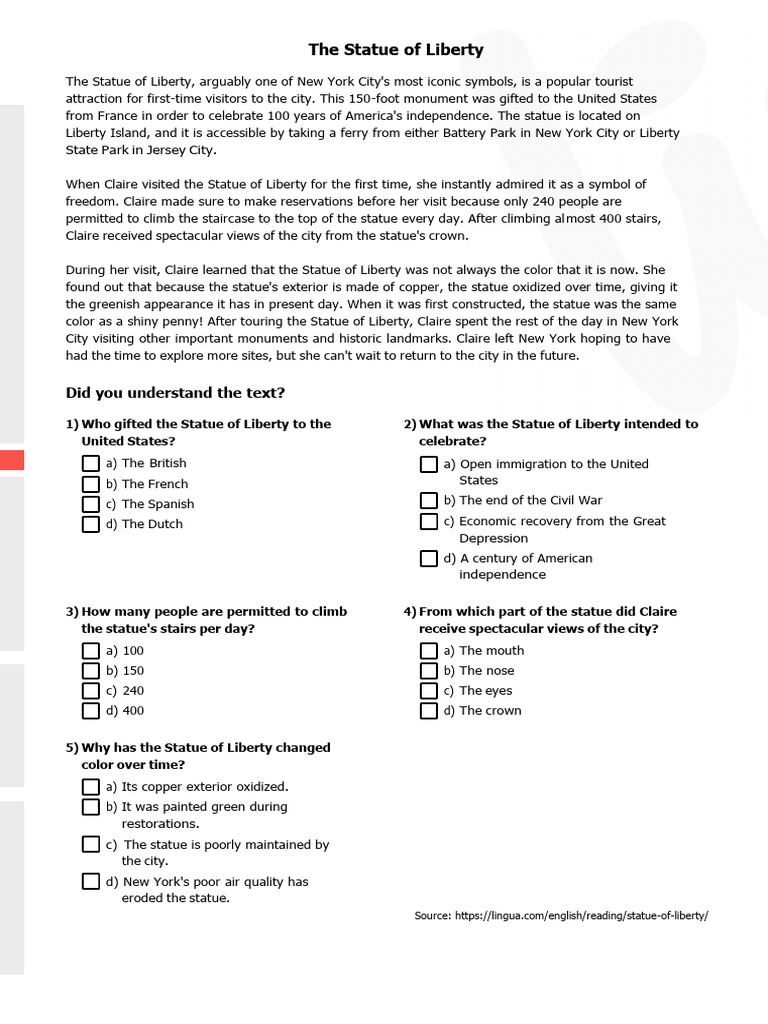 Pdfs - English Text Statue of Liberty | PDF | New York City