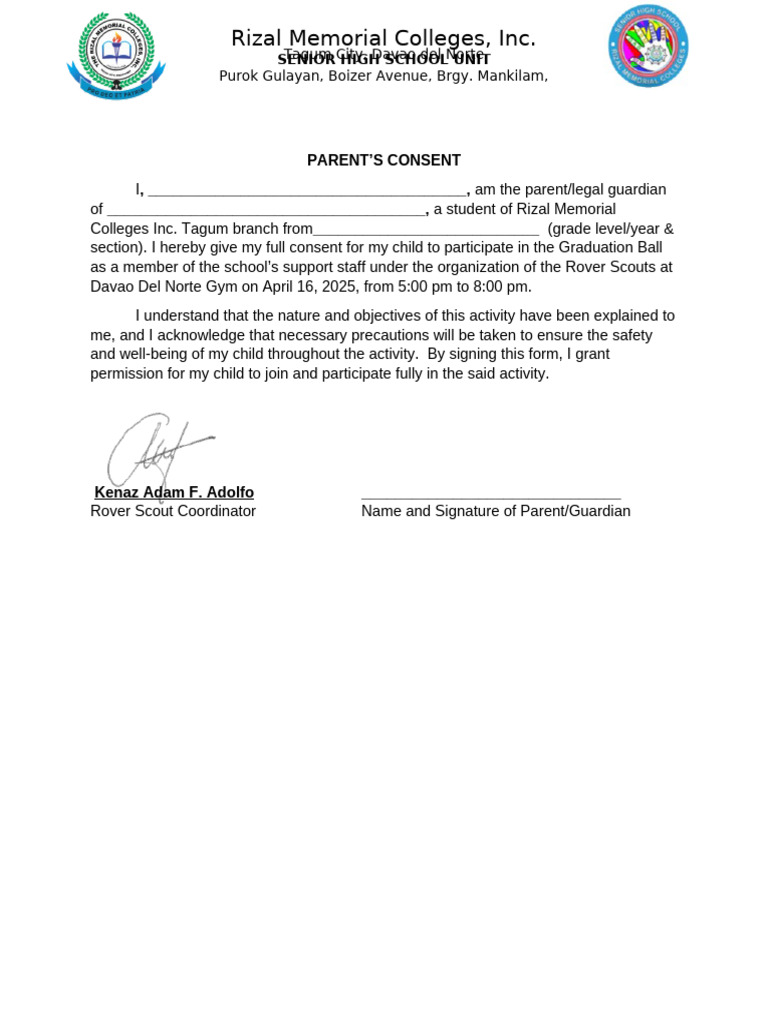 Parent's Consent | PDF