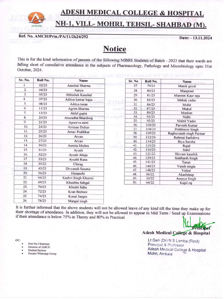 Notice Batch 2023 13 November 2024 | PDF